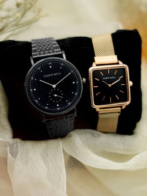 Buy Joker and Witch Black Stainless Steel Watch (Pack of 2) - JWCW64 Online