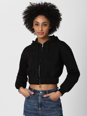 Forever 21 Sweatshirts : Buy Forever 21 Black Solid Sweatswirt Online ...