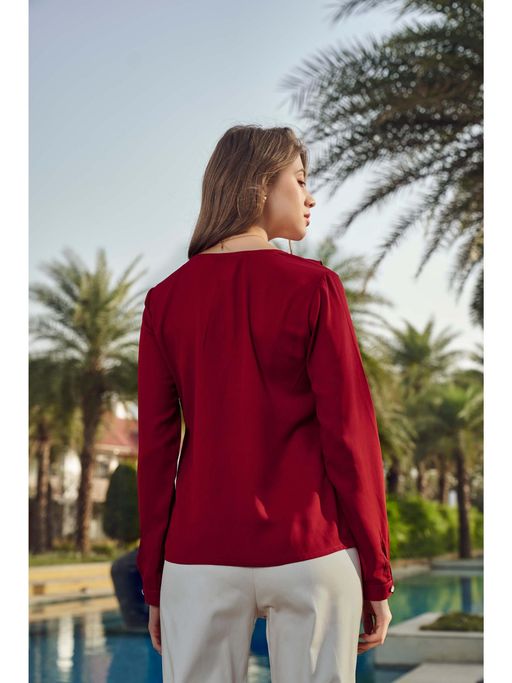 maroon tops for women full sleeve