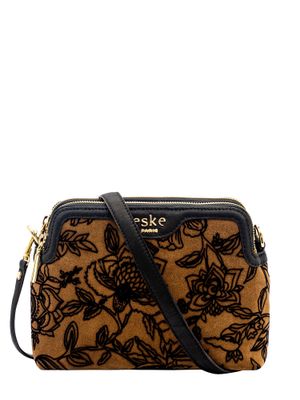 Buy Eske Nunzia Small Leather Shopper Bag, Camel Suede Online