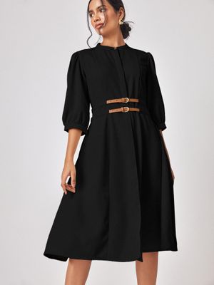 Buy The Label Life Women Black Double Belted Dress (XS) Online