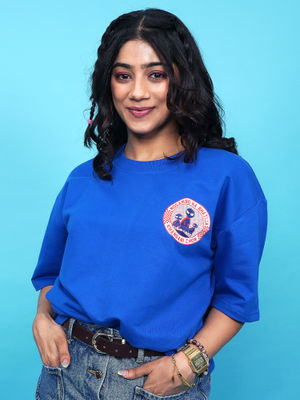 Buy A47 Andaz Apna Apna Crime Master Gogo Blue Oversized T-Shirt (L) Online