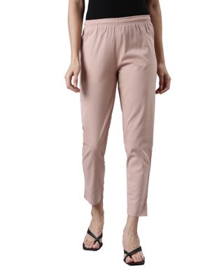 Go Colors Pants : Buy Go Colors Women Solid Baby Pink Cotton Pencil ...
