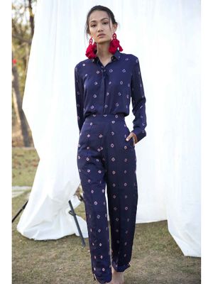 Aapro Label Sets : Buy Aapro Label Mid Night Bandhej Co-Ord Shirt Pant ...