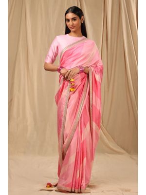 Buy Masaba Pink Sorbet Saree with Unstitched Blouse Online