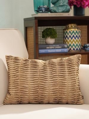Buy Pure Home + Living Gold Textured Rectangle Cushion Cover (12x18 ...