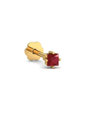 Buy KuberBox 2.5mm Square Ruby Nose Stud 18K Gold Online