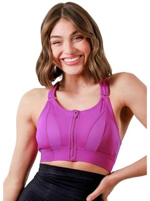 Buy BRACHY Womens High-Impact Velcro Sports Bra Magenta (L) Online