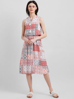 Zink London Dresses : Buy Zink London Multi-Color Printed Cinched Waist ...