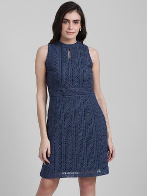 Zink London Dresses : Buy Zink London Navy Blue Patterned Dress Online ...