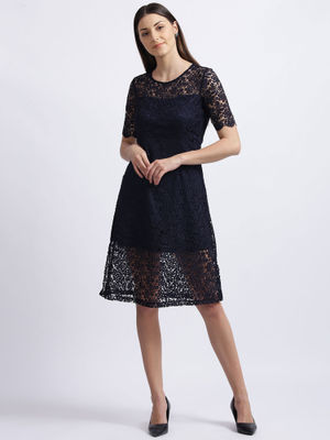 Buy Zink London Black Self Dress Online