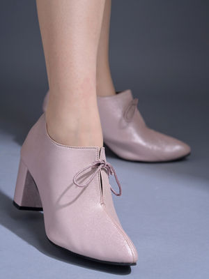 Buy Shoetopia Solid Pointed Toe Peach Pumps (EURO 36) Online