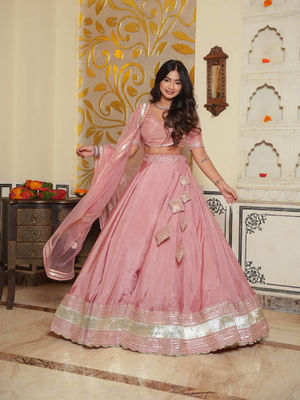 Buy SAJILO Moonlight Silk Blouse with Lehenga and Dupatta (Set of 3) Online