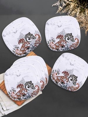 Buy USHA SHRIRAM Melamine 6 Square Plate Set- Stone Online