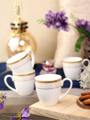 Buy Vigneto Cream Gold Mug (Pack of 6) Online