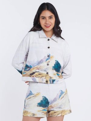 Buy Zink London Women Off White Printed Jacket Online