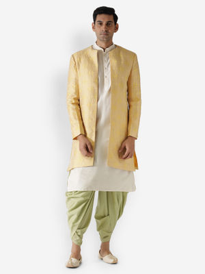 KISAH Sherwanis : Buy KISAH Men Yellow Kurta Sherwani (set Of 3) Online ...
