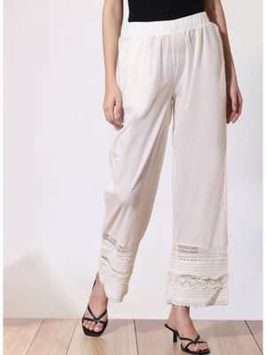 Buy Lakshita Ivory Straight-fit Palazzo Pants Online