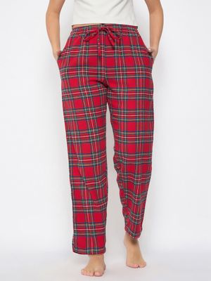 Buy Clovia Classic Checkered Pyjama In Red (3XL) Online