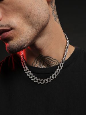 Buy French Accent Men Bling Chain Necklace - Silver Online