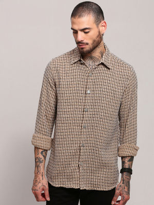 Buy SHOWOFF Beige Checked Shacket (S) Online