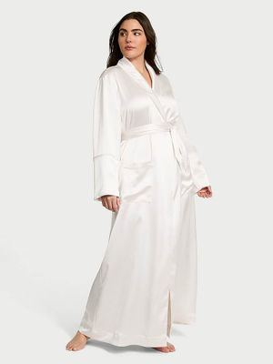 Buy Victoria's Secret White Luxe Solid Satin Long Robe (XS/S) Online