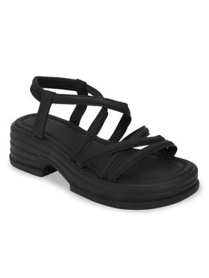 Buy Truffle Collection Black Solid Sandals (UK 3) Online