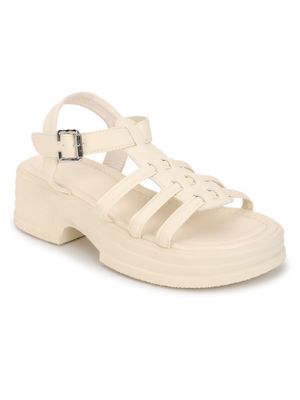 Buy Truffle Collection Beige Solid Sandals (UK 3) Online