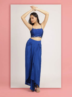 Buy Bha-Sha Blue Bahar Bustier With Skirt (XS) Online