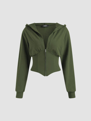 Buy Cider Solid Hooded Corset Hoodie (S) Online