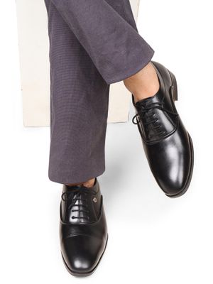 Buy Carlton London Men Black Classic Lace-Up Formal Derby Shoes (EURO ...