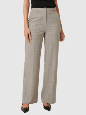 Buy Forever New Grey Checks Wide Leg Pant Online