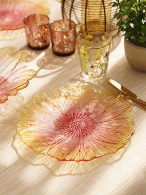 Buy Pure Home + Living Pack of 2 Yellow and Pink Floral Shaped Glass ...
