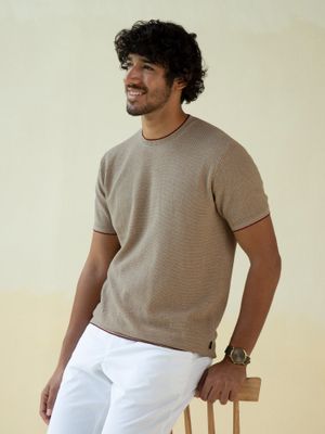 Andamen T-Shirts : Buy Andamen Almond Grey Knit Crew-Regular T-Shirt (L ...