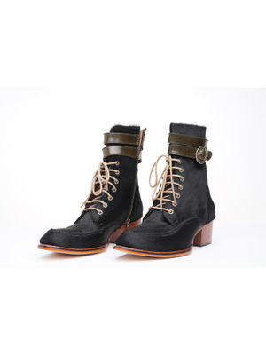 Buy Kavith Sainaani Black Hair-on Mid Boots Online