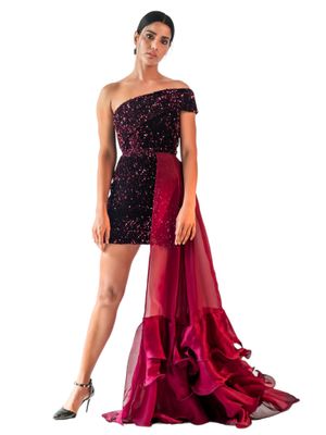 Buy KIRAN GUPTA LABEL Amelia Mini Dress with Cape (Set of 2) Online