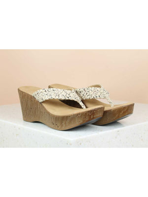 Buy Inc.5 Solid-Plain Beige Wedges Online