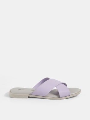 Buy Lemon & Pepper Lilac Solid Square Toe Sliders Online
