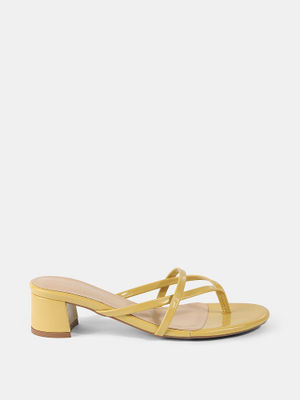 Buy Lemon & Pepper Yellow Block Heels Sandals online