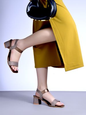 Buy Shoetopia Stylish Copper Block Heels For Girls (EURO 36) Online