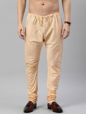 Buy Manthan Beige Art Silk Solid Churidar Online