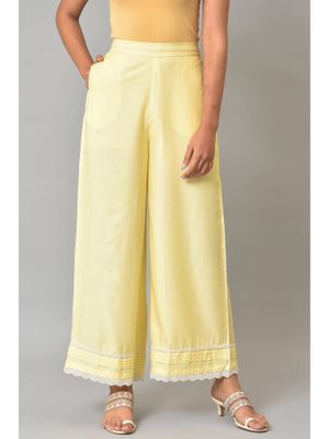 Buy W Yellow Solid Parallel Pants Online