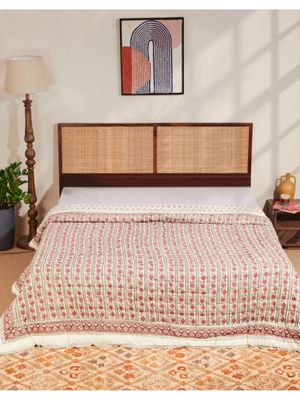 Buy Fabindia Red Nazm Hand Block Printed Cotton Quilt (Single) Online