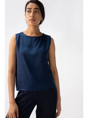Buy Saltpetre Women Modal Solid Navy Shell Top Online