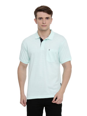 Buy Classic Polo Men Cotton Solid Authentic Fit Polo Neck Light Green ...