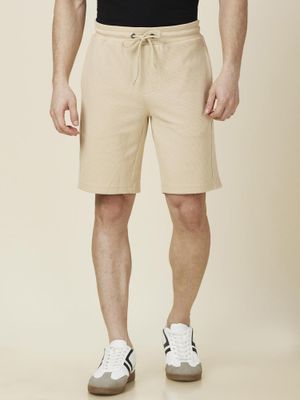 Buy Being Human Textured Beige Shorts (30) Online