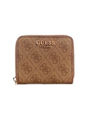 Buy Guess Brown Monogram Laurel Small Zip Around Wallet Online