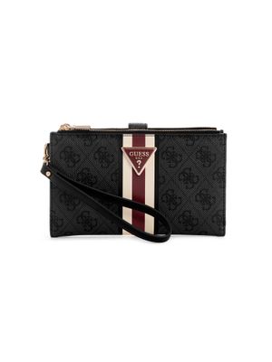 Buy Guess Grey Monogram Laurel Dbl Zip Organizer Wallet Online