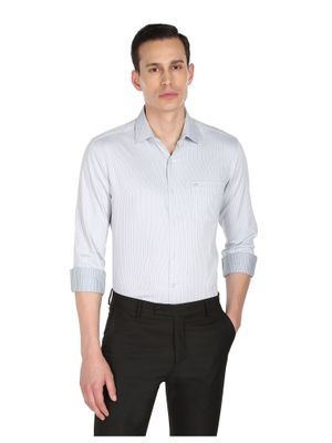 Arrow Formal Shirts : Buy Arrow Men Light Grey Twill Weave Vertical ...