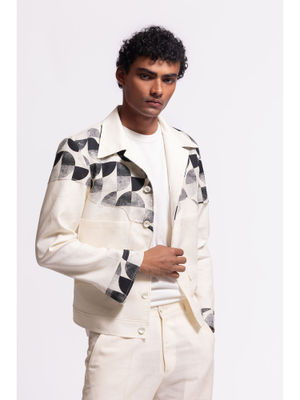 Buy Rohit Bal Printed Ivory Crop Jacket (XS) Online